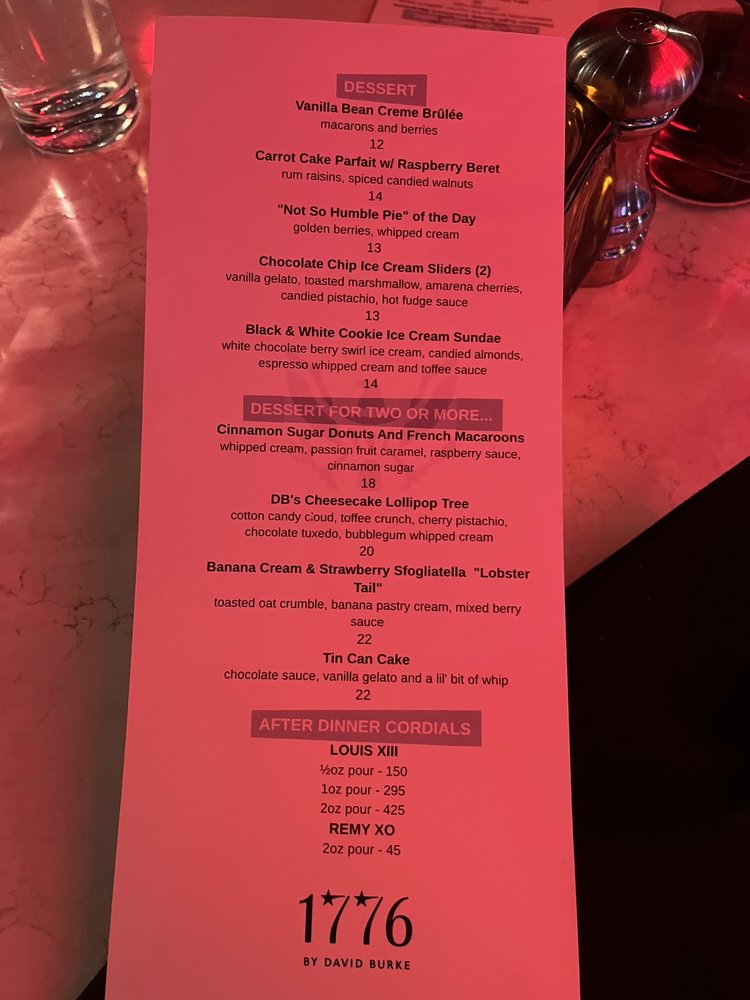 1776 by David Burke Menu (Full Menu Update 2026)