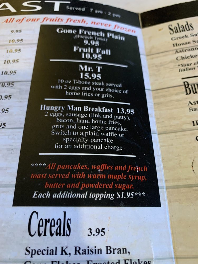 Astronomical Pancake House Menu (Full Menu Update 2026)