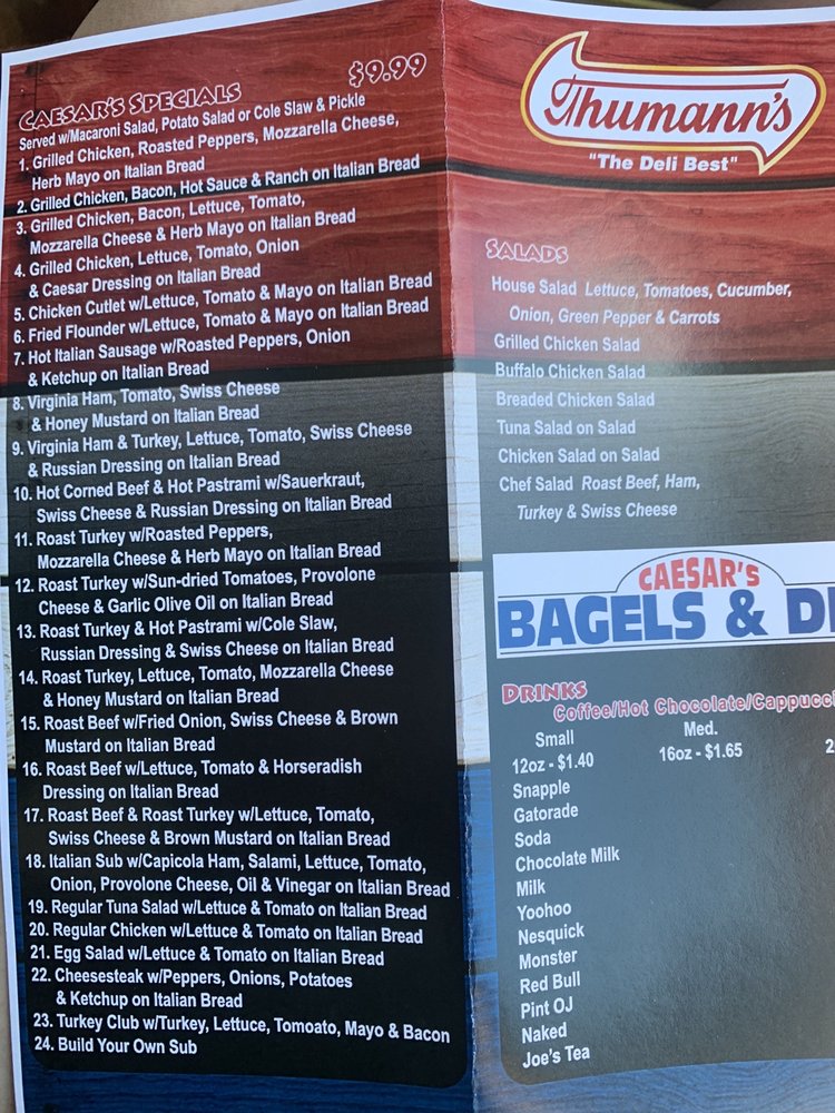 Caesar's Bagels Deli Menu (Full Menu Update 2026)