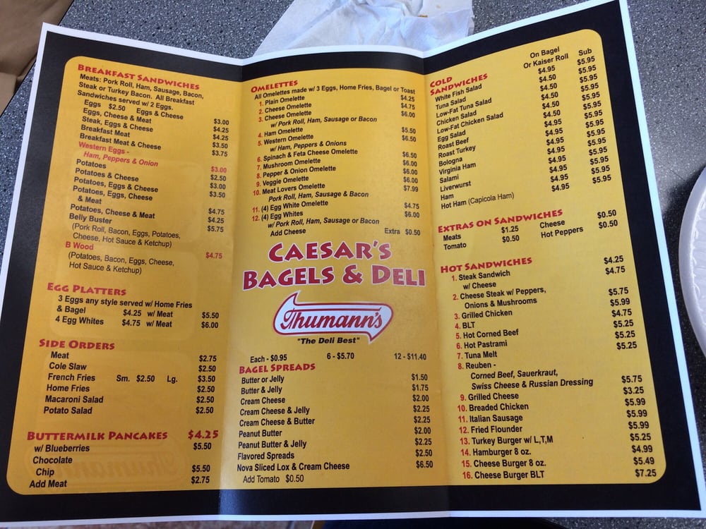 Caesar's Bagels Deli Menu (Full Menu Update 2026)