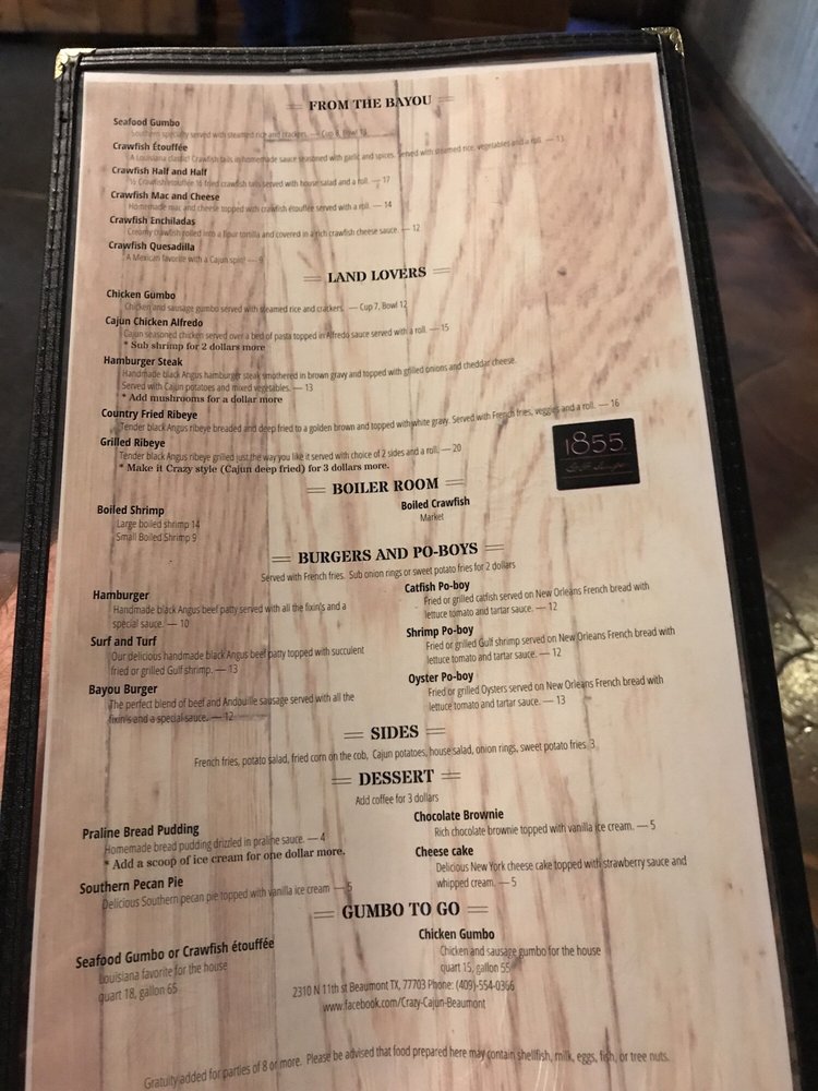 Crazy Cajun Beaumont Menu (Full Menu Update 2026)
