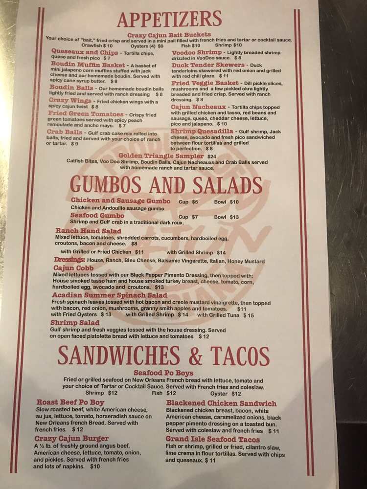 Crazy Cajun Beaumont Menu (Full Menu Update 2026)