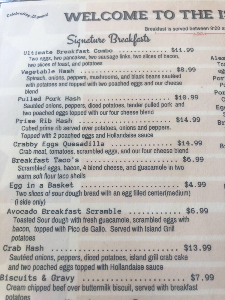 Island Grill Seafood Steakhouse Menu (Full Menu Update 2026)