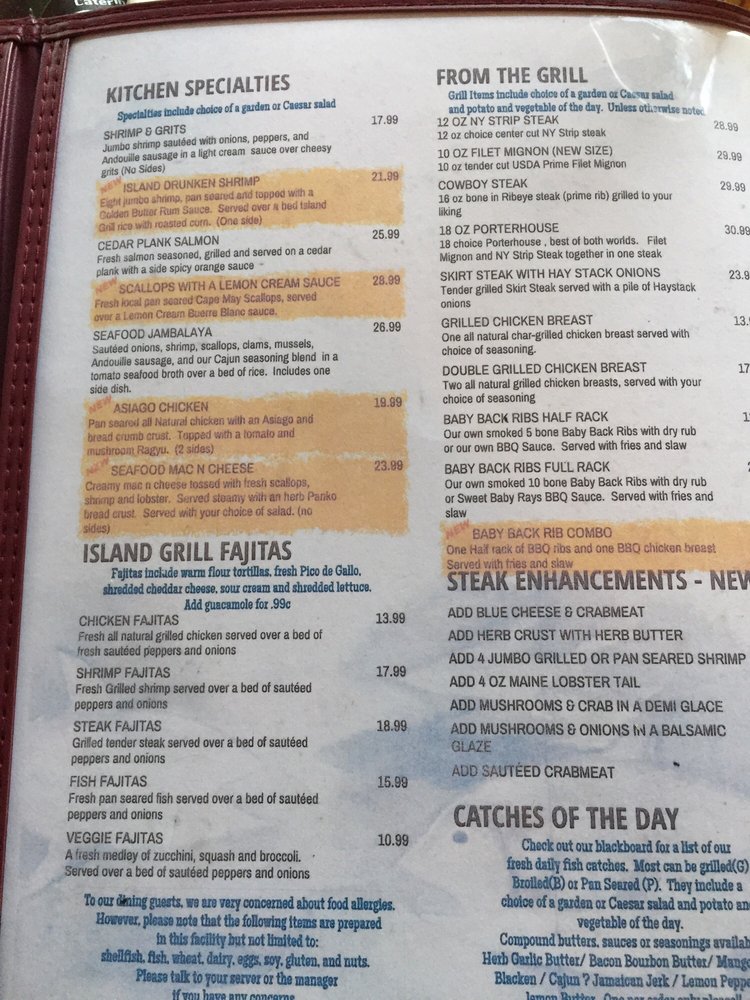 Island Grill Seafood Steakhouse Menu (Full Menu Update 2026)