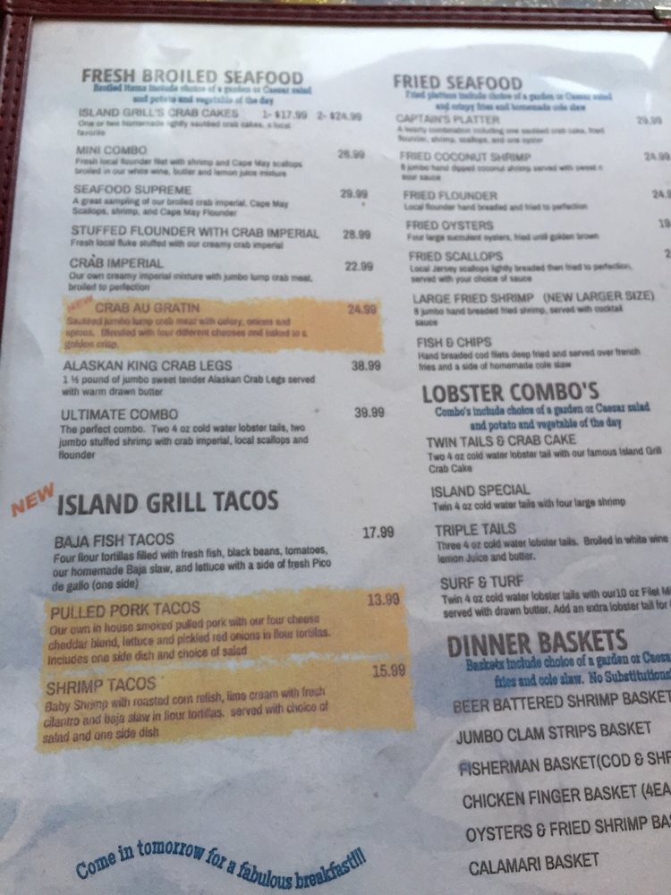 Island Grill Seafood Steakhouse Menu (Full Menu Update 2026)