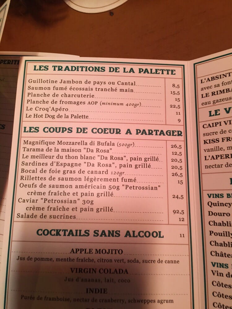 La Palette Menu (Full Menu Update 2026)