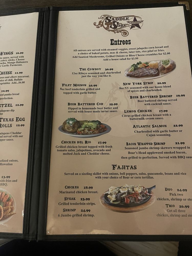 Saddle Sore Eatery Saloon Menu (Full Menu Update 2026)