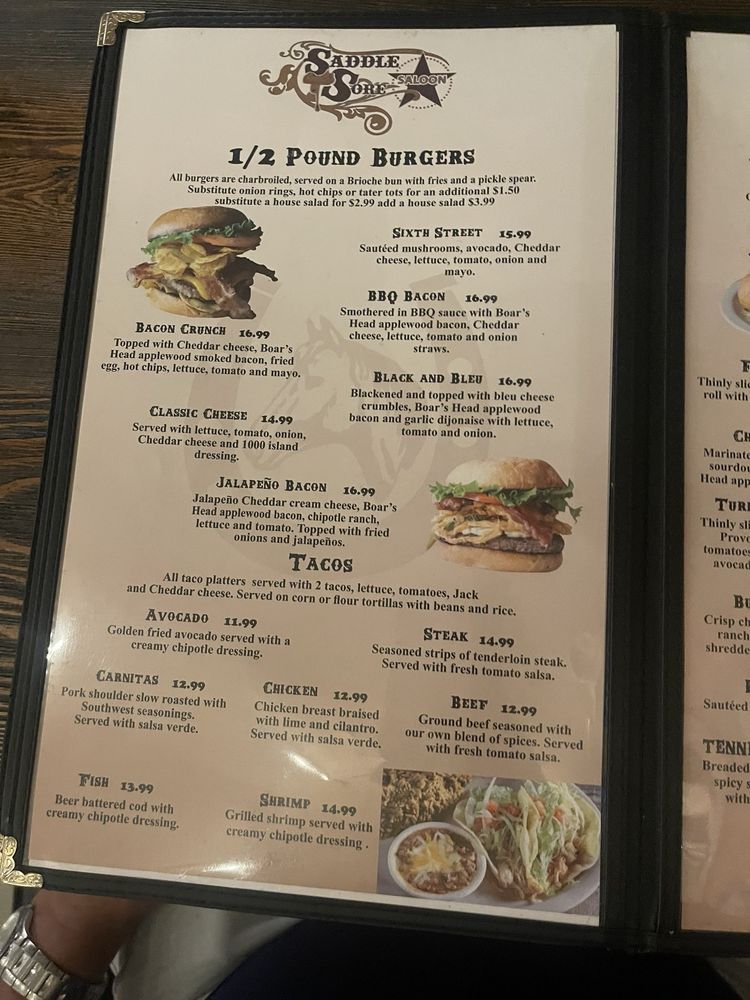 Saddle Sore Eatery Saloon Menu (Full Menu Update 2026)