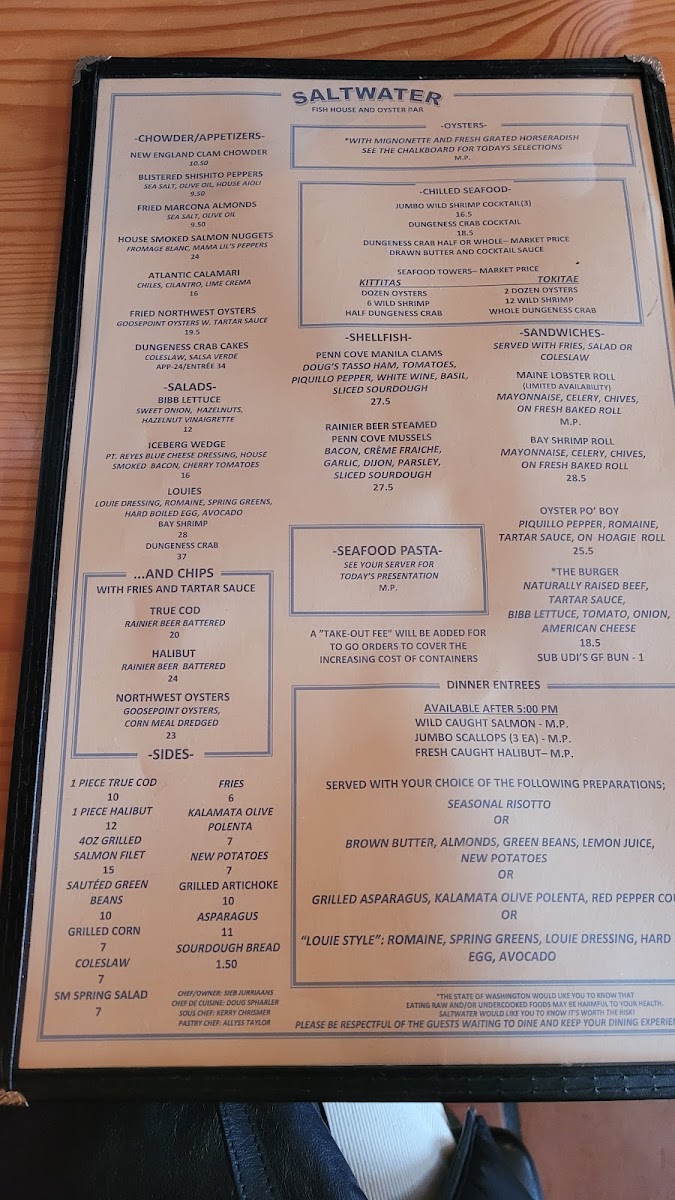 Saltwater Fish House Oyster Bar Menu (Full Menu Update 2026)
