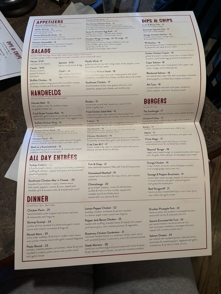 Scarboroughs Restaurant Tavern Menu (Full Menu Update 2026)