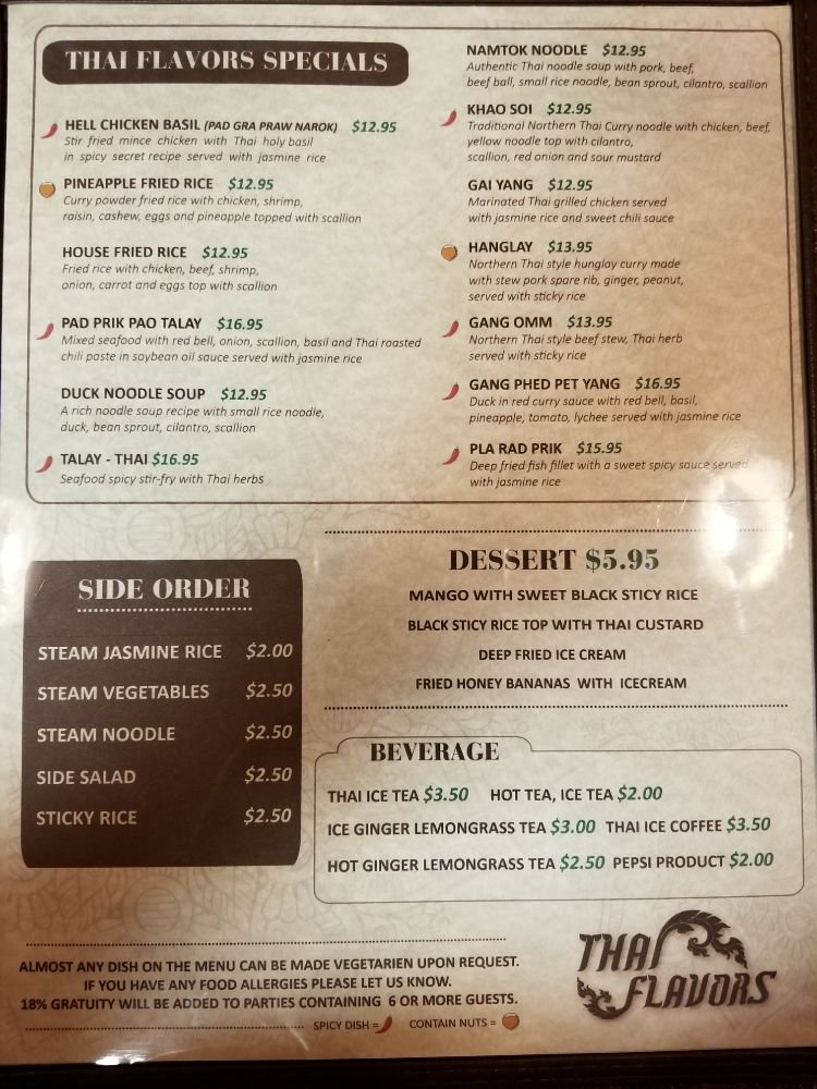 Thai Flavors Menu (Full Menu Update 2026)